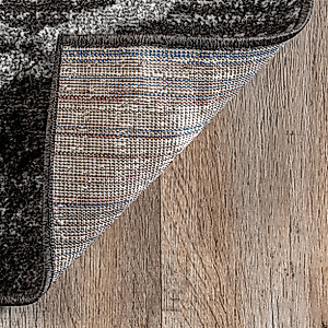 nuLOOM 6 Square Thigpen Contemporary Area Rug, Charcoal, Abstract Lines, Non-Slip Backing, Stain Resistant, For Bedroom, Dining Room, Living Room, Hallway, Office, Kitchen, Entryway