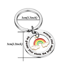 CHOORO The Greater Your Storm The Brighter Your Rainbow Encouragement Keychain Keep Going Gift (Key Chain)