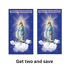 Two How to Pray the Rosary TriFold Instructions Pocket Holy Cards with Hail Mary, Our Father Prayers, Apostle's Creed