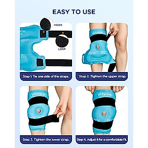 Comfytemp Large Knee Ice Pack Wrap, 2 Packs, XL Ice Pack for Knee Injuries Reusable, Gel Cold Packs Around Entire Knee After Surgery, Cold Compress for Pain Relief, Knee Replacement, FSA HSA Eligible