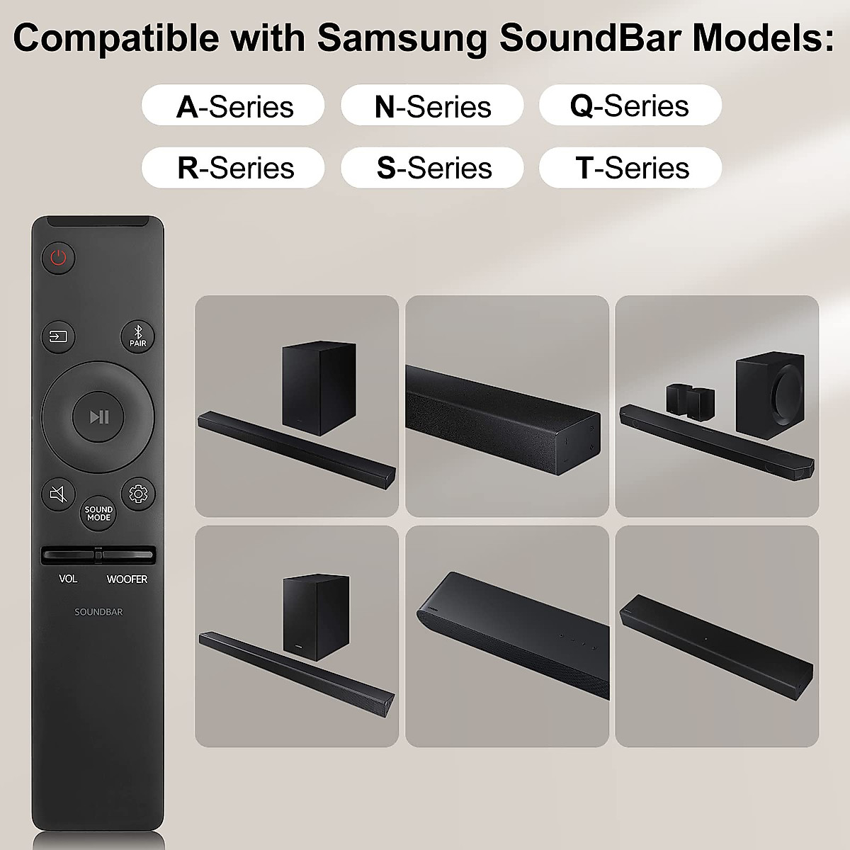 Soundbar Remote for Samsung Sound Bar Home Theater Audio Surround Sound Speaker System (AH59-02767A)