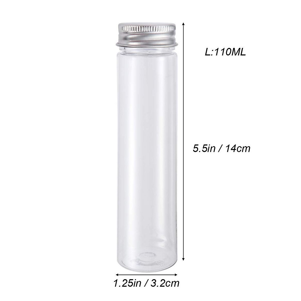 UKCOCO 12 PCS Flat-Bottomed Plastic Clear Test Tubes with Screw Caps Candy Cosmetic Travel Lotion Containers 110ml