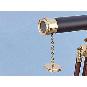 Hassanhandicrafts Antique Marine Spyglass 50" Brass Leather Harbor Master Tripod Floor Standing Telescope