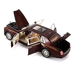 MYJJTYS Toy Car Rolls-Royce Phantom 1/24 Metal Die Casting Model Car for 3 4 5 6 7 Year Old boy Toy with Sound and Light,Classic Car Door Design, Car Logo Can be Folded(red)