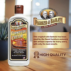 Parker & Bailey Furniture Cream - Multisurface Wood Cleaner and Polish Furniture Quick Shine Restorer Protector Kitchen Cabinets Surface Cleaner House Cleaning Supplies Home Improvement