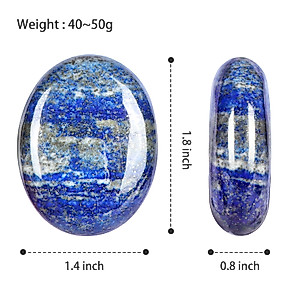 Palm Stone Natural Lapis Lazuli 1.8" Pocket Oval Thumb Worry Stone Polished Chakra Healing Crystals Reiki for Anxiety Stress Relief Therapy, Meditation