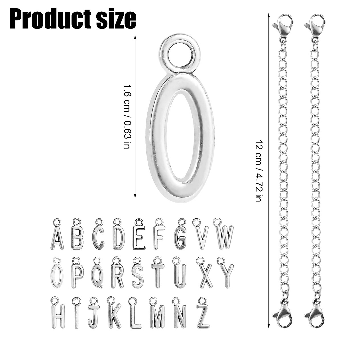 26pcs Letter Accessories for Stanley Cup, Stylish Tumblers Letter Accessories Name & ID Letter Handle for Stanley (Silver)