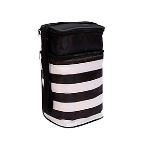 J.L. Childress 6 Bottle Cooler, Insulated Breastmilk Cooler and Lunch Bag for Baby Food and Bottles, Leak-Proof and Heat-Sealed, Ice Pack Included, Black Stripe