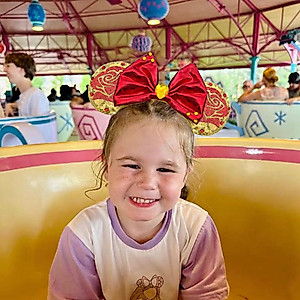 Bolonar Belle Sequin Rose Headband with Princess Ears Bows for Women and Adults