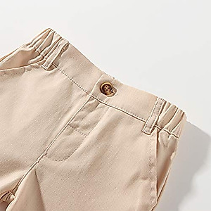 Kimocat Baby Boy Shirt and Tie Sets Long Sleeve Woven Top+ Bowknot+ Shorts with Suspender Straps Outfits (12/18Month, Green)