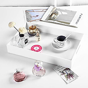 Sooyee Serving Tray with Handles,16" x 12" Decorative Tray,Coffee Table Tray,Acrylic Tray for Breakfast, Tea, Food, Butler,Table Ottoman Vanity Countertop,White