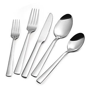 KINGSTONE 40-Piece Silverware Service for 8 - Premium Stainless Steel Flatware Set, Basic Silverware Set, Modern Utensils Set for Everyday Use, Lightweight Cutlery Set Easy to Carry