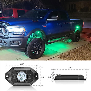 Avenemark Waterproof Neon Light 8 Pods RGB LED Rock Lights with Bluetooth App Control Music Modes Timing Function Wheel Well Light for Car Truck ATV SUV Boat