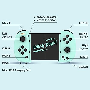 Mobile Game Controller, PXN P30PRO Retractable Low Latency FPS Game Gamepad, Micro USB Plug and Play E-Sports Gamepad for 4-6.67inch (Stretch: 6.5) Android/Apple/Samsung Smartphones - Cyan