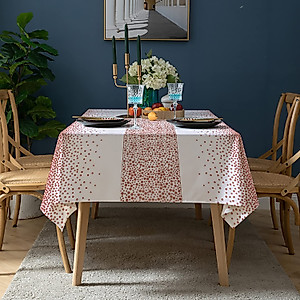 8 Pack Rose Gold Tablecloths Plastic Tablecloths for Rectangle Tables, Disposable Tablecloth Waterproof White Table Cloths 54" x 108" Disposable Table Covers for Party Thanksgiving Christmas