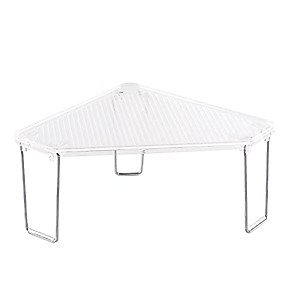 mDesign Plastic/Steel Corner Stackable Rack, Storage Organizer Shelf for Bathroom, Vanity, Countertop, Sink, Cabinet, Holds Makeup, Shower Accessories, Ligne Collection - Clear