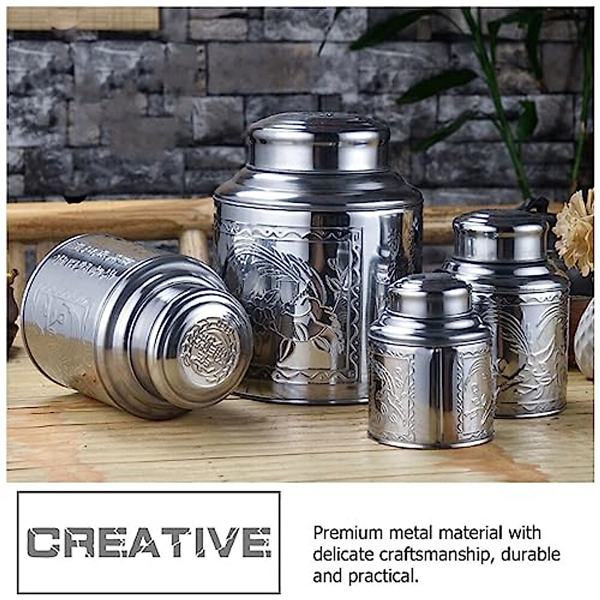 Terrarium Tea Canister Tea Sealing Jar Stainless Steel Tea Canister Tinplate Storage Canister Food Storage Container for Loose Tea Coffee Bean Sugar Salt (50g) Decaf Coffee