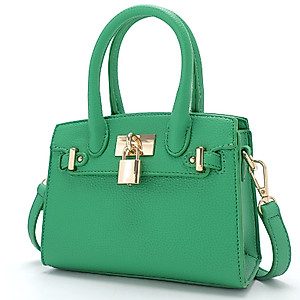 STAISE Vegan Leather Satchel Purse for Women, Trendy Mini Crossbody Shoulder Bag, Small Top Handle Handbag Evening Clutches (Grass Green)