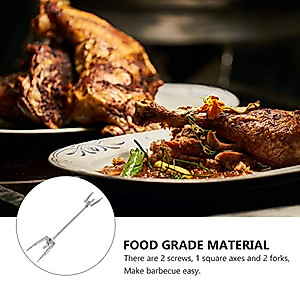 DOITOOL Stainless Steel Rotisserie Forks Air Fryer Accessories Rotating Baking Roast Chicken Fork for Kitchen