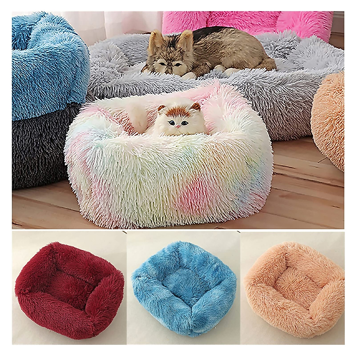 YXXJJ Pet pad Plush Dog Bed Cushion Large Dog Bed House pet Square Cushion Bed pet Kennel Super Soft and Fluffy Comfortable cat and Dog House Soft and Warm, Comfortable to Touch, Easy to Carry