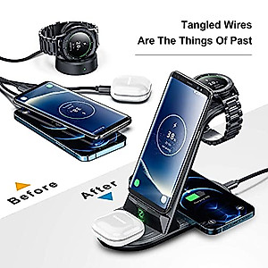 Wireless Charger, ZHIKE 4 in 1 20W Wireless Charging Station Compatible with Galaxy Phone/Watch/Buds, Charger dock for S22/S21/Note 20/Note 10, Galaxy Watch 4/3,Gear S5/S4/S3/sport,Active 2/1 and Buds