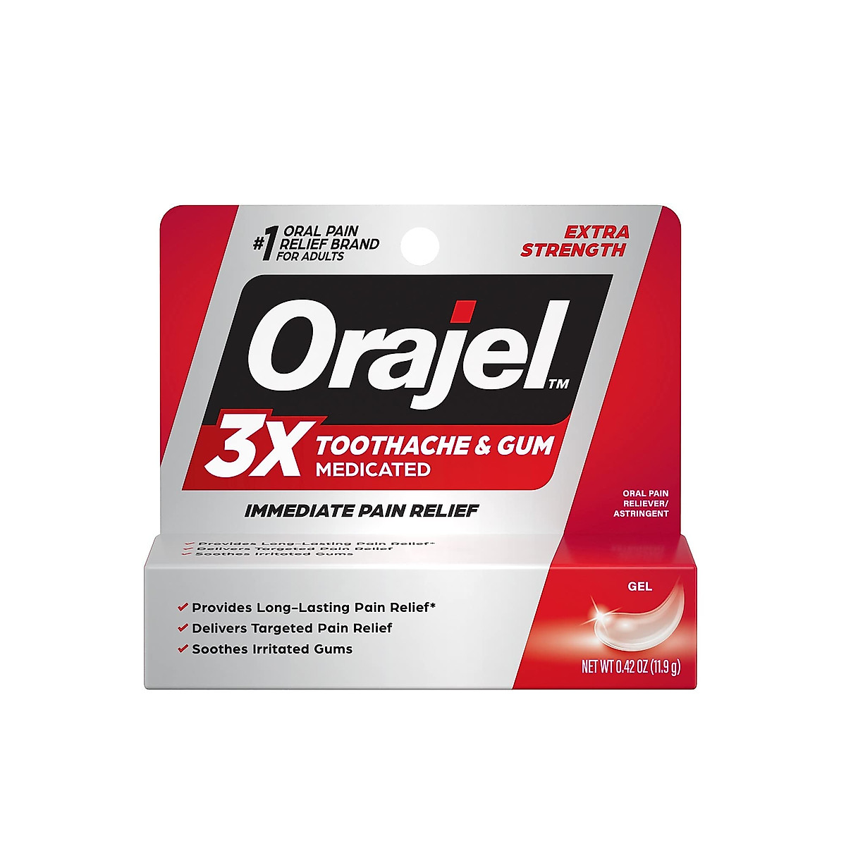 Orajel, Instant Pain Relief Gel, Severe Toothache - 0.25 oz, 2 Pack