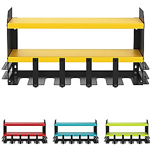 S SKSTYLE Power Tool Organizer - 5 Drill Holder, Wall Mount Shelf, Drill Shelf, Tool Shelf, Jobber Bit Workshop Rack - Premium Garage Storage & Organization, Cordless Drill Charging Station, Yellow