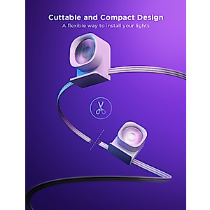 Govee RGBIC String Downlights, Smart LED String Lights Works with Alexa, Color Changing Indoor Wall Light Fixture for Party, New Year & Daily, Music Sync, 9.8ft with 15 LEDs, White