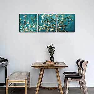 Van Gogh Wall Art Canvas Print Painting Almond Blossom Picture The Van Gogh Classic Arts Stretched and Framed Artwork for Living Room 16x16inchx3
