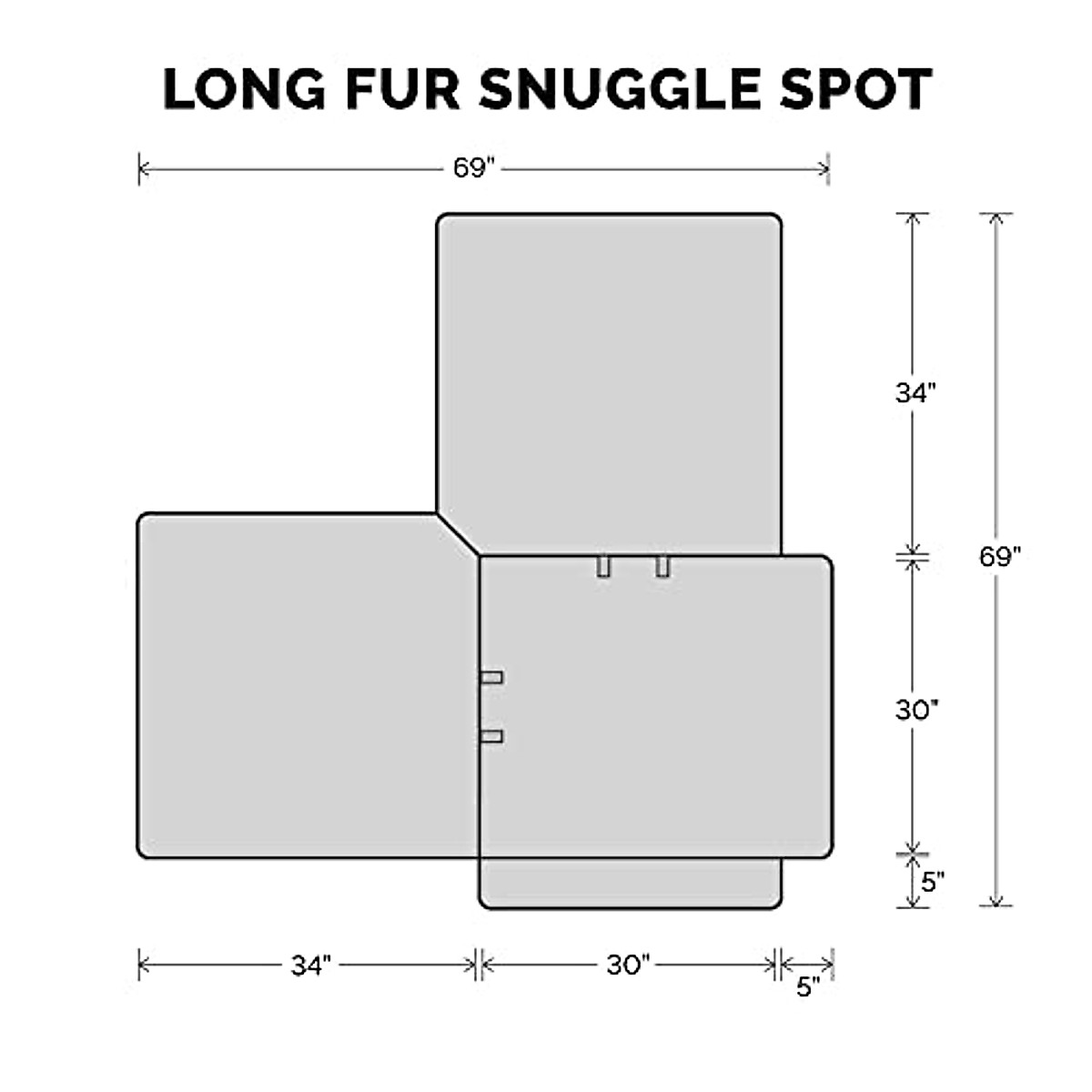 Furhaven Snuggly Spot Long Faux Fur Corner Throw Furniture Seat Protector, Washable - Mist Gray, One Size