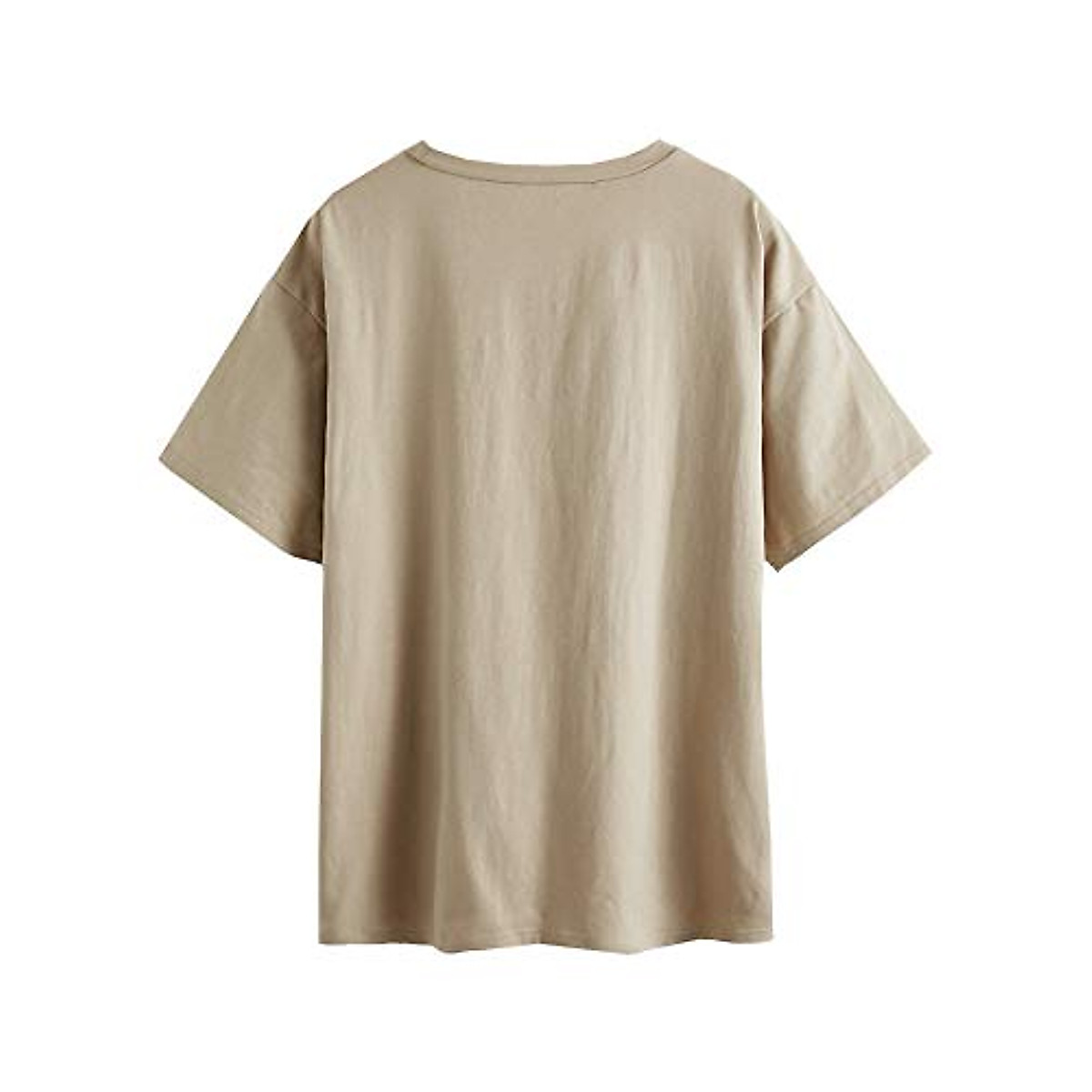 SOLY HUX Women's Graphic Oversized Tees Letter Print Summer Tops Vintage Half Sleeve Loose Casual T Shirts Khaki L