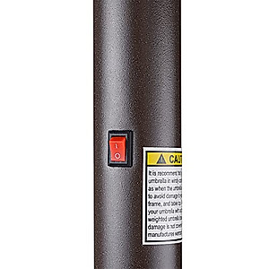 VILLACERA 83-OUT5421B, Beige Lighted Patio Shade – 9 Ft Outdoor Umbrella with 19lbs Weighted Base, Solar Powered LED, and Push Button Tilt – Backyard Canopy (Brown)