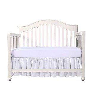 White Crib Bed Skirt Dust Ruffle, Split Corner 100% Natural Cotton Nursery Crib Toddler Bedding Skirt for Baby Girls or Boys, Infant Crib Bed Skirt Ruffled with Split Corners, 14" Drop
