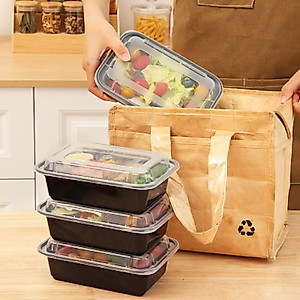 Moretoes 15 Pack Meal Prep Containers Reusable, Food Containers With Lids 24oz, 1 Compartment Food Storage Containers, Reusable Lunch Boxes Food Grade Bento Box, Microwave/Freezer/Dishwasher Safe