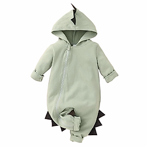 DDLUZQual Newborn Infant Baby Boys Girls Cartoon Dinosaur Halloween Thanksgiving Christmas Hoodie Romper Jumpsuit Outfits Clothes Gift 0-18M