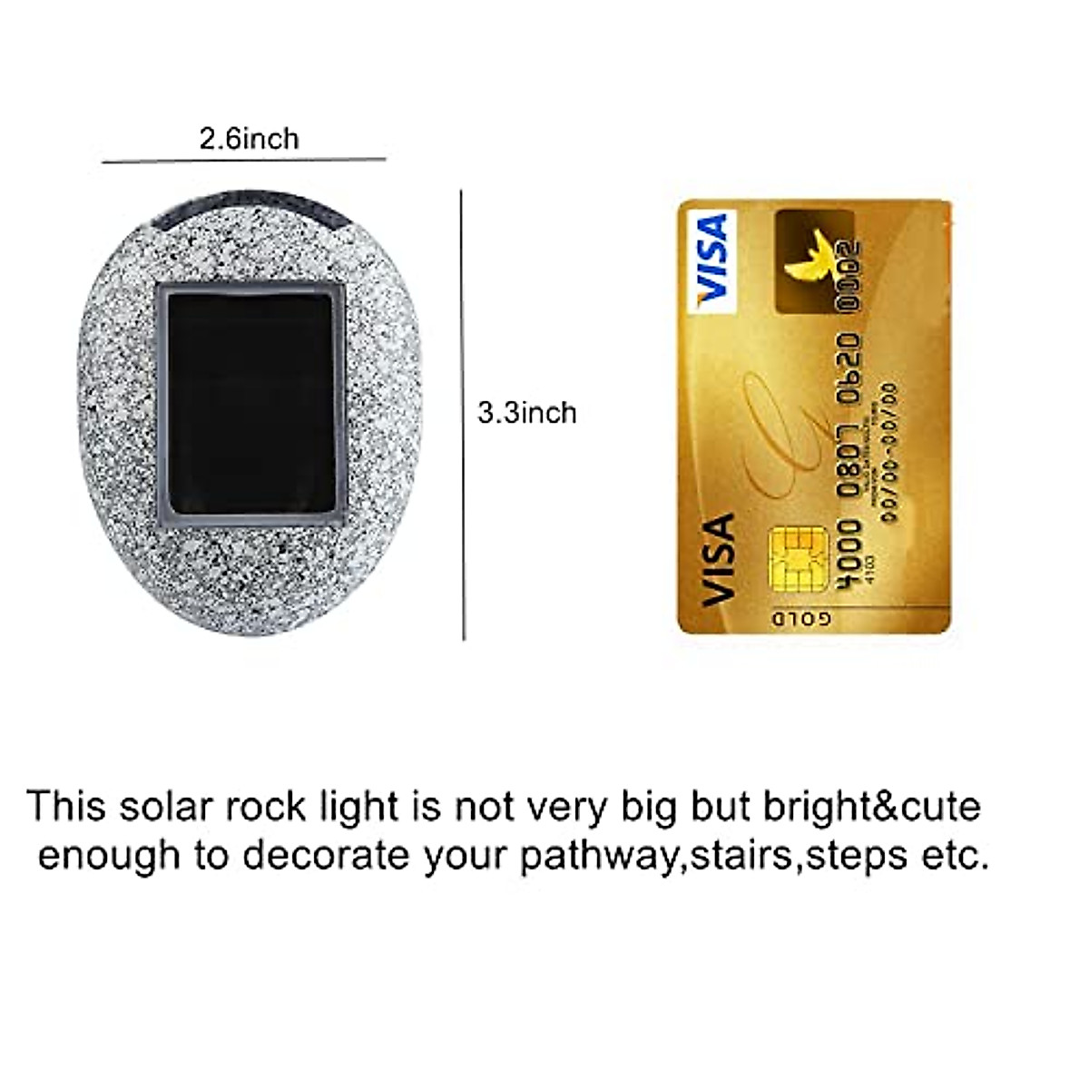 HULPPRE 6-Pack Solar Rock Lights,Decorative Stone Pathway Lights IP65 Waterproof Solar Deck Dock Lights,Step Lights,Solar Ground Lights,Road Studs/Markers for Sidewalk,Driveway,Pool