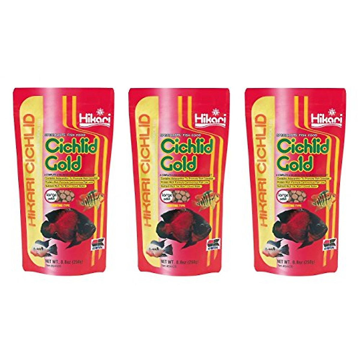(3 Pack) Hikari Cichlid Gold Floating Pellets Large, 8.8-Ounce
