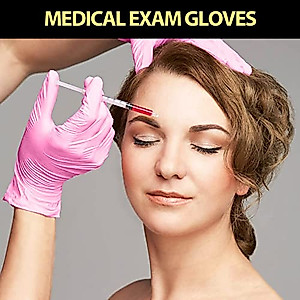 100 Pack Pink Vinyl Disposable Gloves - Latex Free and Power Free Food Grade Exam Gloves for Cleaning, Food Prep, Kitchen Use, Large