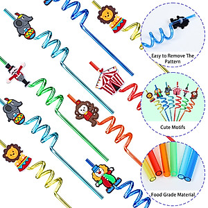 Carnival Circus Party Favors Carnival Straws 24pcs Circus Carnival Party Decorations Supplies Carnival Circus Plastic Straws Carnival Goodie Bags Stuffers for Carnival Birthday Party Supplies
