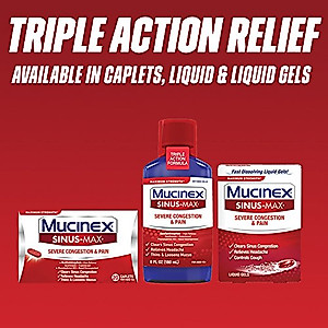 Mucinex Sinus Max Severe Congestion & Pain, 8 Count (Pack Of 24)