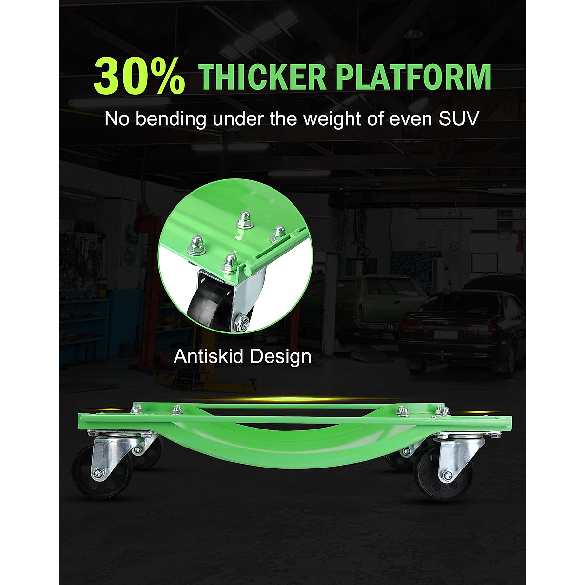 GarveeTech 5000lbs Car Wheel Dolly Set of 2, Vehicle Rollers Dolly for Moving Car with Heavy Duty 3.5 Inch Steel Wheels, 23.8in x 14.4in