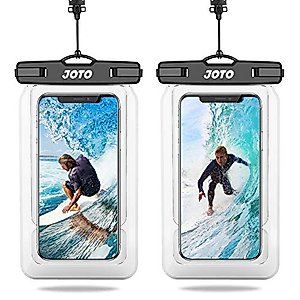 JOTO Floating Waterproof Phone Holder Pouch, Float Universal Waterproof Case for iPhone 14 13 12 11 Pro Max XS XR 8 7 Galaxy Pixel Up to 7’’, IPX8 Underwater Cellphone Dry Bag for Beach -2 Pack,Clear