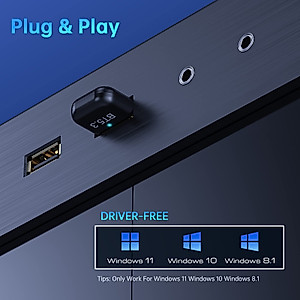 USB Bluetooth 5.3 Adapter for PC, EDUP USB Bluetooth Dongle Receiver Support Windows 11/10/8.1 Plug and Play for Desktop, Laptop, Mouse, Keyboard, Printers, Headsets, Speakers, PS4/ Xbox Controllers