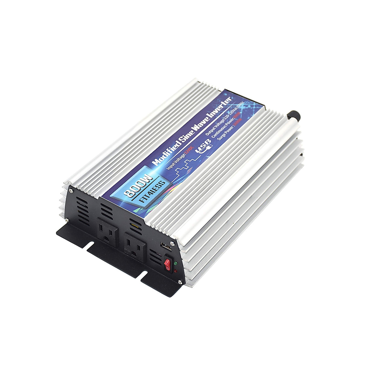 Power Inverter 800W with Dual sockets Output and USB5V 2000mA Input DC12V or 24V, Output AC110V 60Hz (12V)