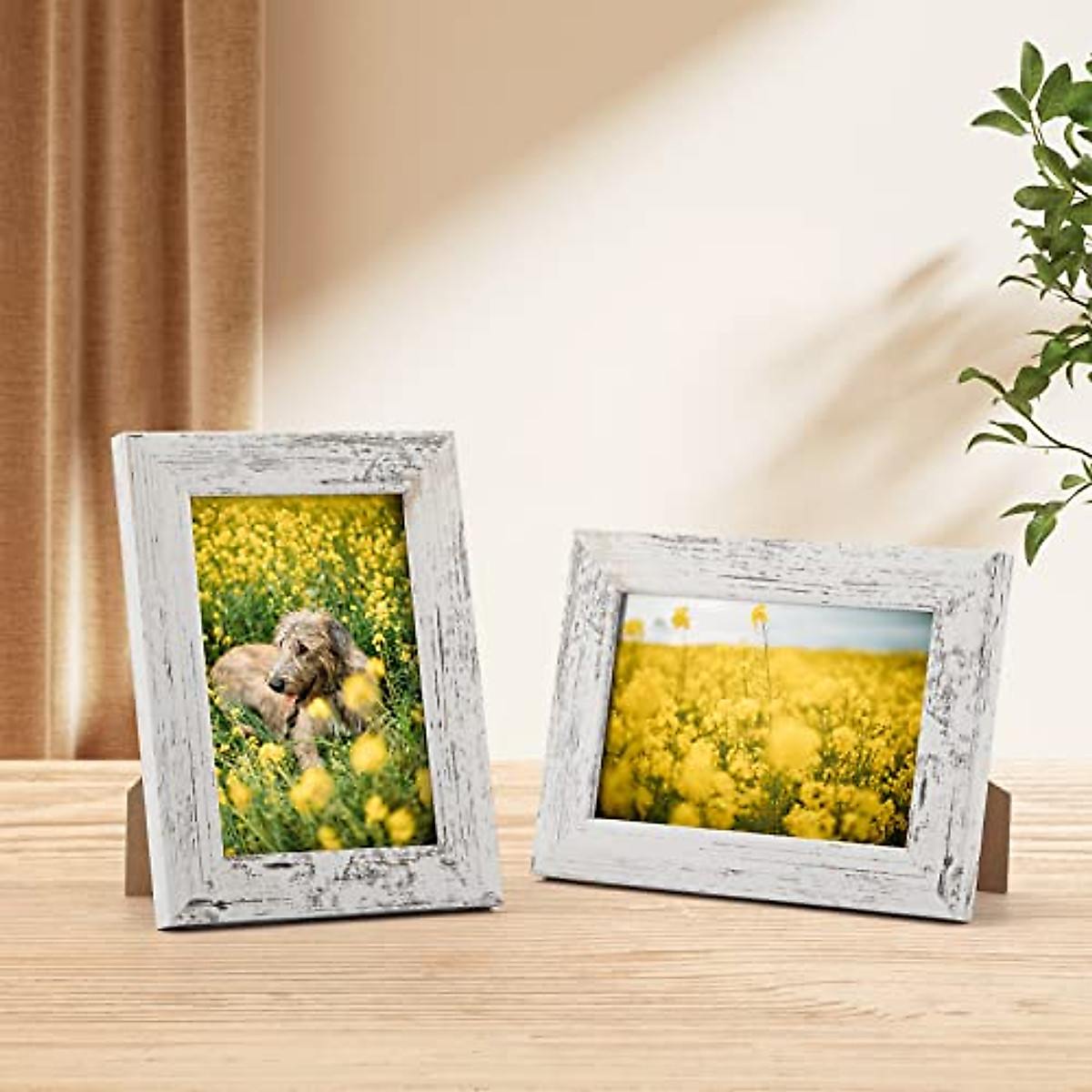 PETAFLOP 4x6 Picture Frame Set of 7, Distressd Rustic Frames Display 4 by 6 Inch Photo for Wall or Tabletop