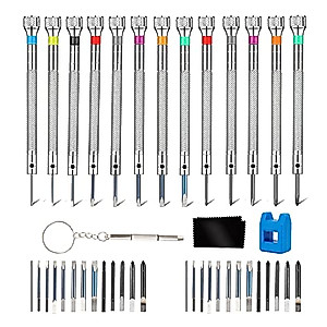 39 Pieces Of Watch Screwdriver Set - Jewelers Screwdriver Set - With 26 Extra Pieces Of Screwdriver Bits - Ideal Tools For Watchmakers, Eyeglass, Electronics, Jewelry, Watches, Eyeglasses, Sunglasses