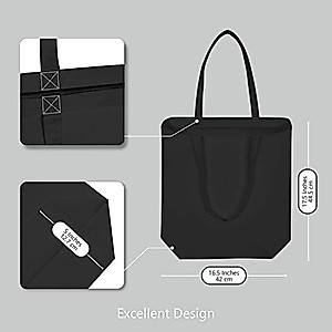 TOPDesign 2 | 6 | 12 Pack Super Strong Large 17.5"x16.5"x5" 10oz Cotton Canvas Tote Bag, Reusable Grocery Shopping Bags, Blank Black Bags for Crafts, DIY Your Creative Designs (Pack of 2)
