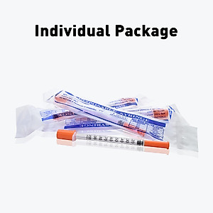 U-100 1cc 31 Gauge 5/16 Inch Syringe, Individually Packed 20 PACK