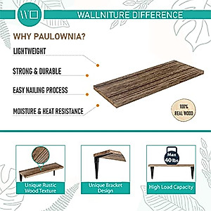 Wallniture Arras Floating Shelves for Living Room Decor, 17"x6" Wood Bookshelves, Wall Shelves for Bedroom, Office, Kitchen Set of 6 Burnt Finish