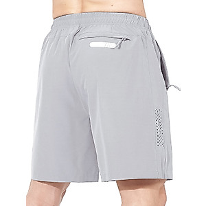 NORTHYARD Men's Athletic Running Shorts Quick Dry Workout Shorts 7"/ 5"/ 9" Lightweight Sports Gym Basketball Shorts Hiking Exercise Grey M